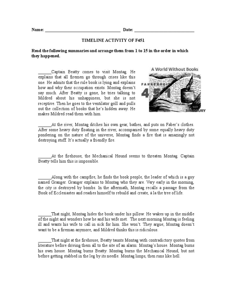 Name: - Date: - Timeline Activity of F451 Read The Following Summaries ...