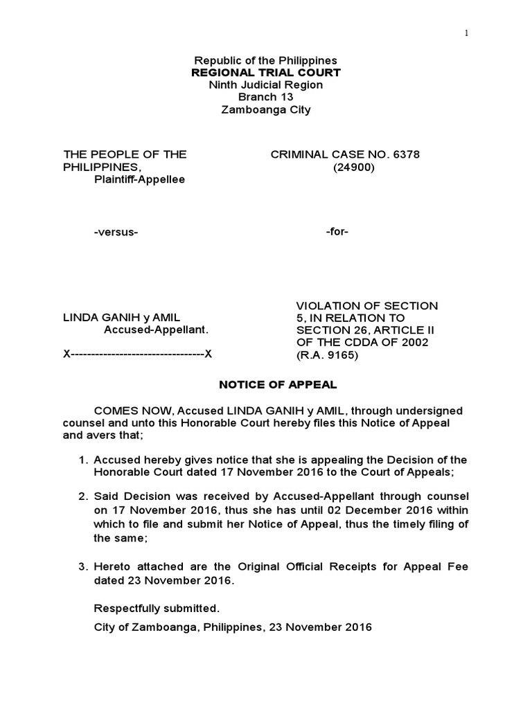 Notice of Appeal | PDF