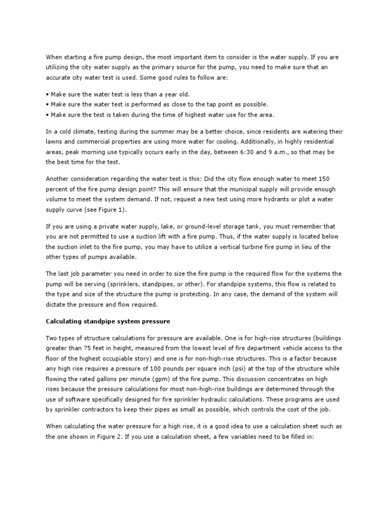 Fire Pump Sizing and Calculations | Fire Sprinkler System | Pump