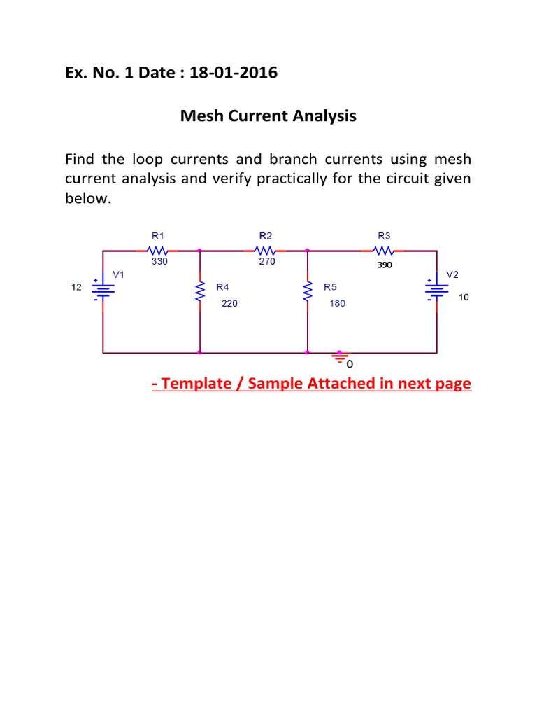 Mesh Current Analysis Experiment Guide | PDF