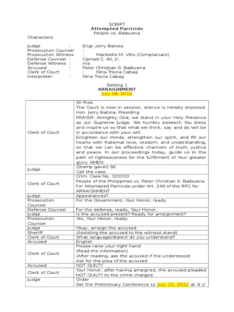 Attempted Parricide Case Overview | PDF | Plea | Witness