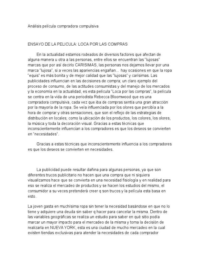 Compradora Compulsiva Analisis | PDF | Color | Publicidad
