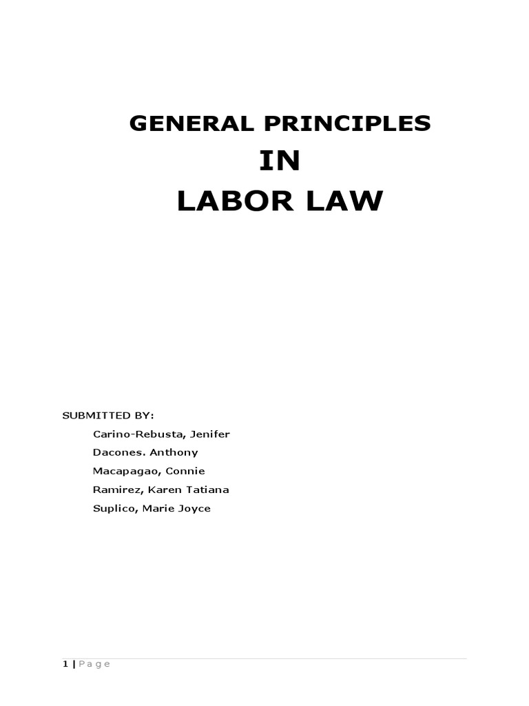 Key Principles of Labor Law Explained | PDF | Employment | Labour Law