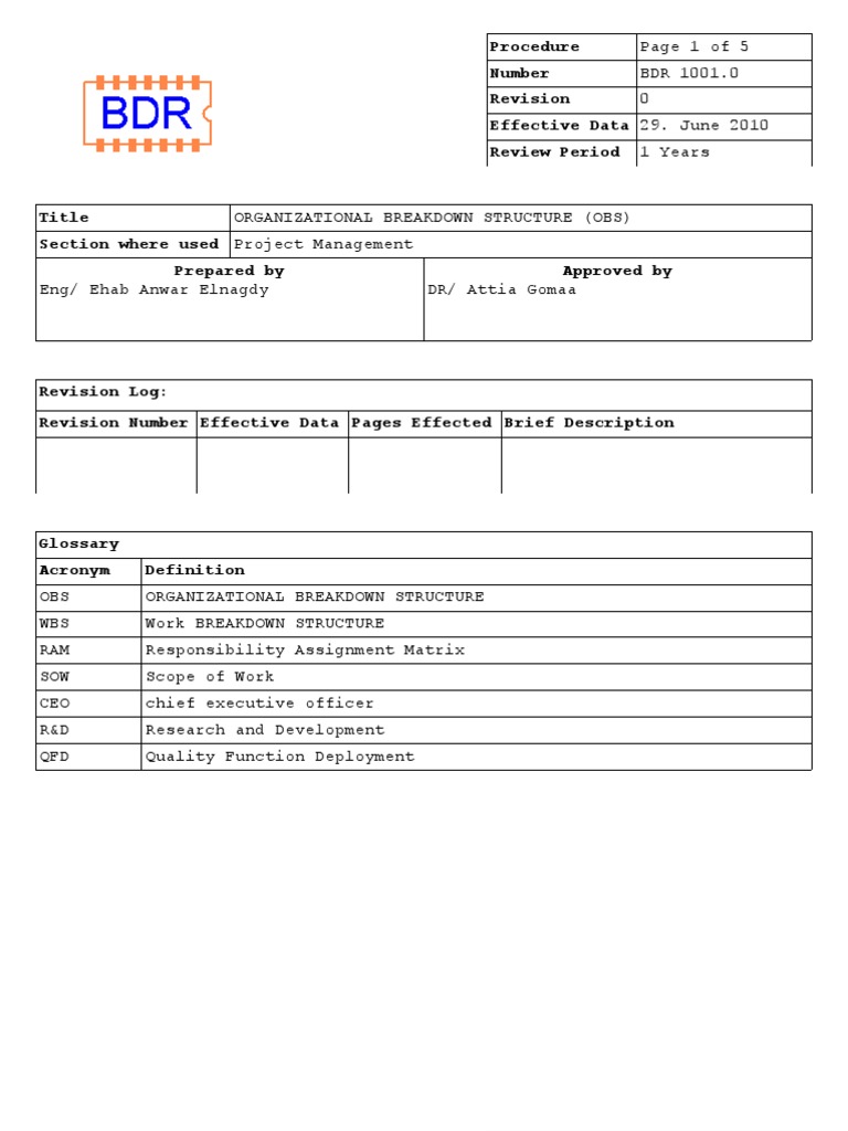 Organizational Breakdown Structure | Download Free PDF | Business ...