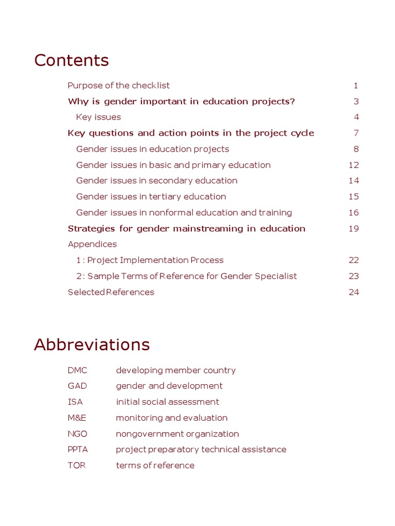 Gender Checklist Education | Download Free PDF | Gender Role | Female ...