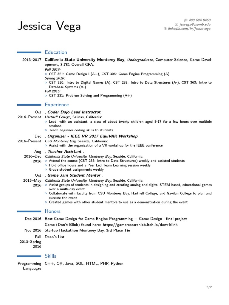 Jessica Resume January 2017 | PDF