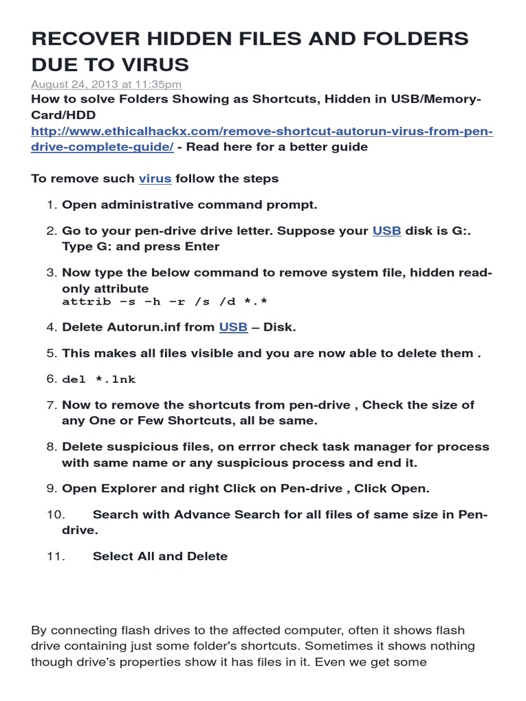 How To Unhide Hidden Files | PDF | Computer File | Information ...