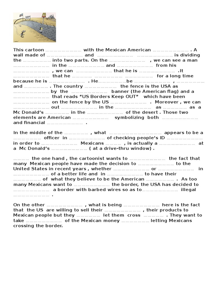 Cartoon Analysis Cloze Test | PDF | Immigration