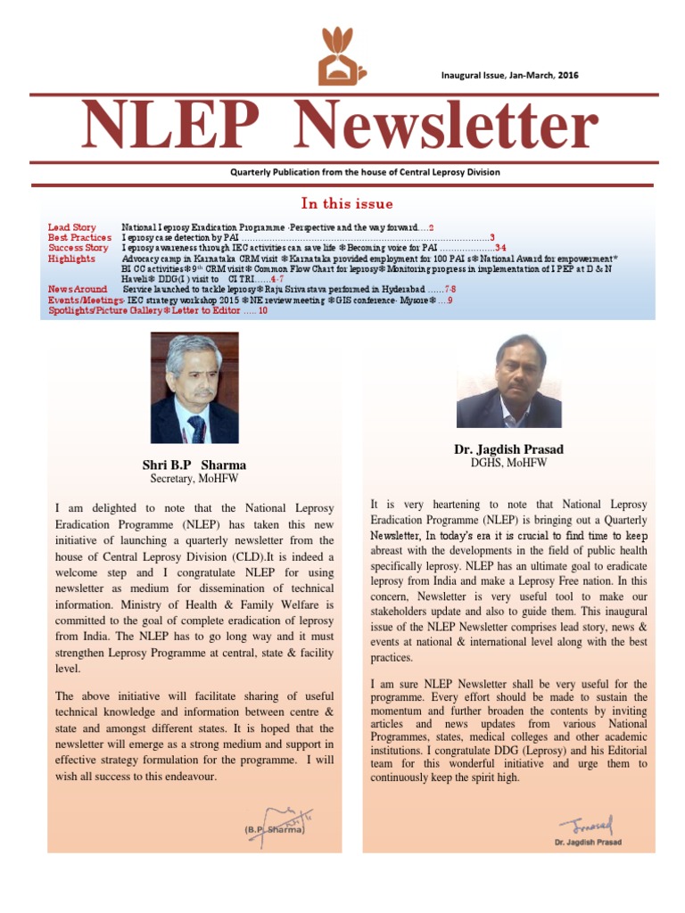 NLEP Newsletter Inaugural Issue | PDF | Eradication Of Infectious ...