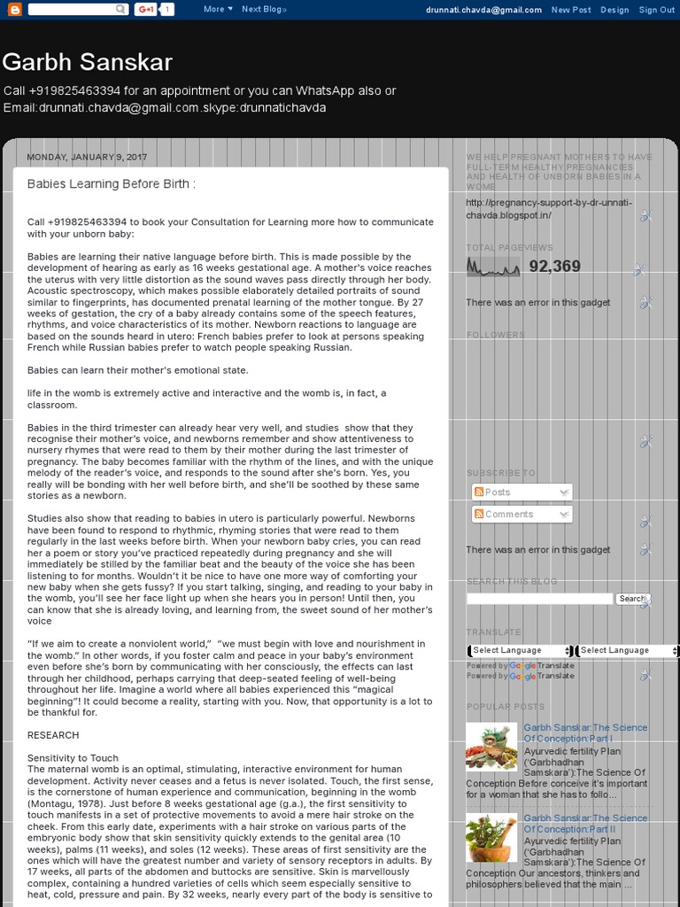 Garbh Sanskar: Babies Learning Before Birth | PDF | Fetus | Olfaction