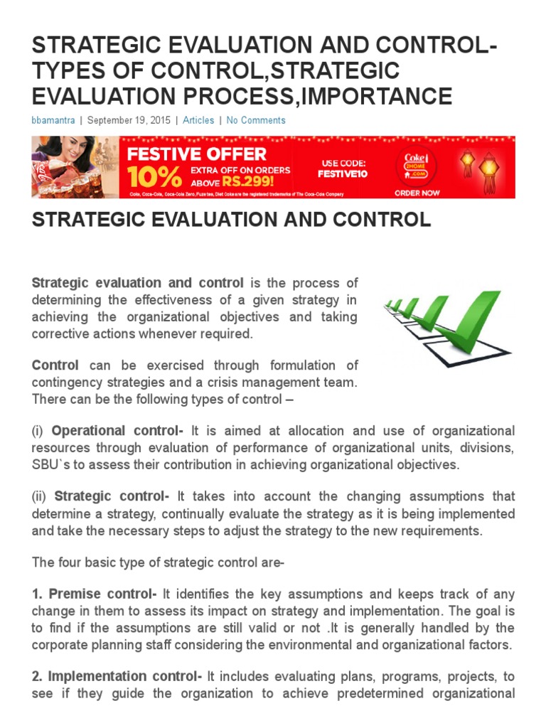 Strategic Evaluation and Control Overview | PDF | Strategic Management ...