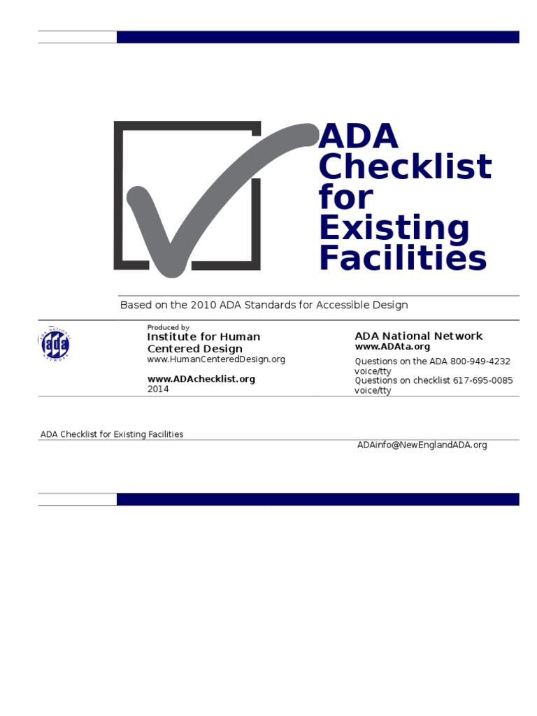 An Accessible Route: An ADA Checklist for Existing Facilities | PDF ...