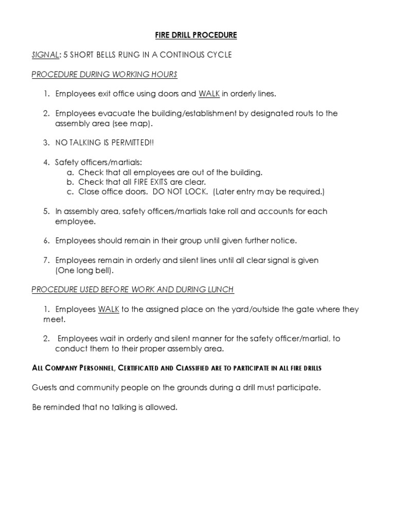 Emergency Procedures (Fire | PDF | Safety | Disaster And Accident