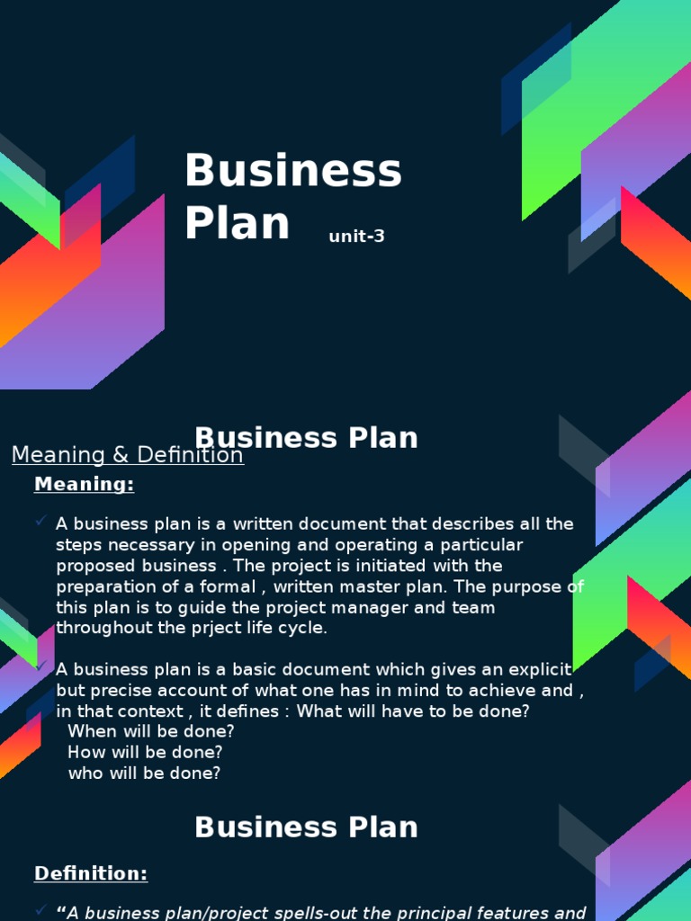 Business Plan (Unit 3) | PDF | Business Plan | Entrepreneurship