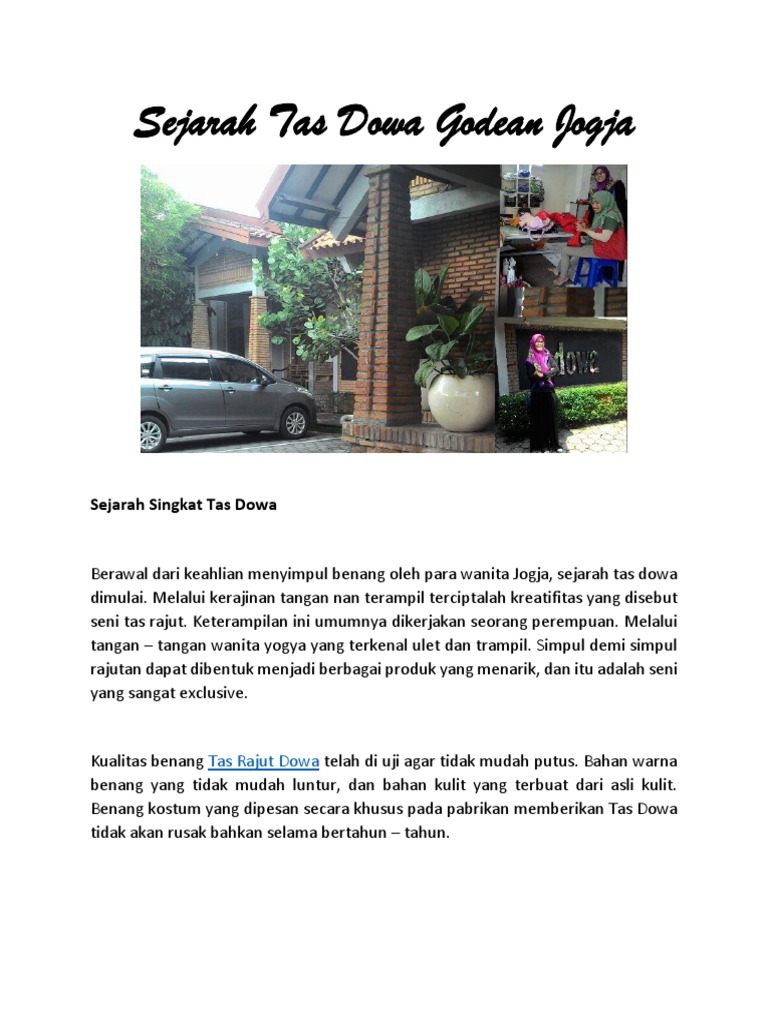 Sejarah Tas Dowa di Yogyakarta | PDF | Gaya Hidup