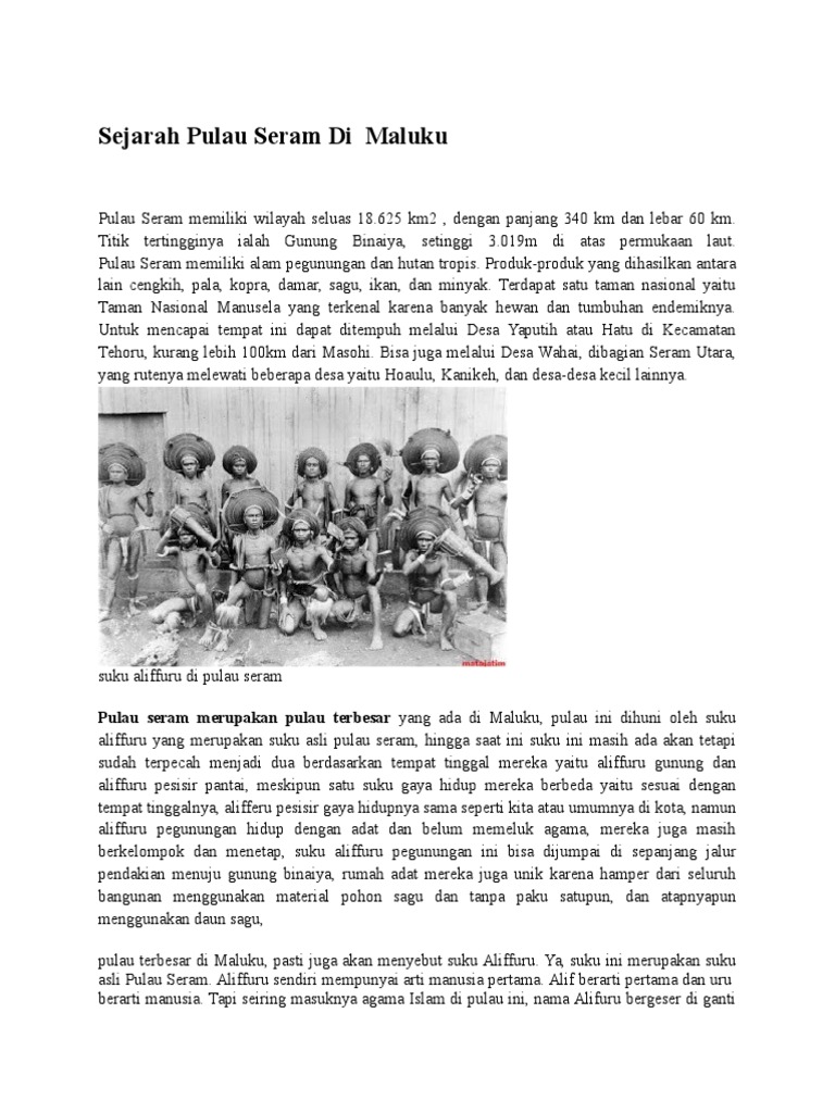 Sejarah dan Suku Alifuru Pulau Seram | PDF