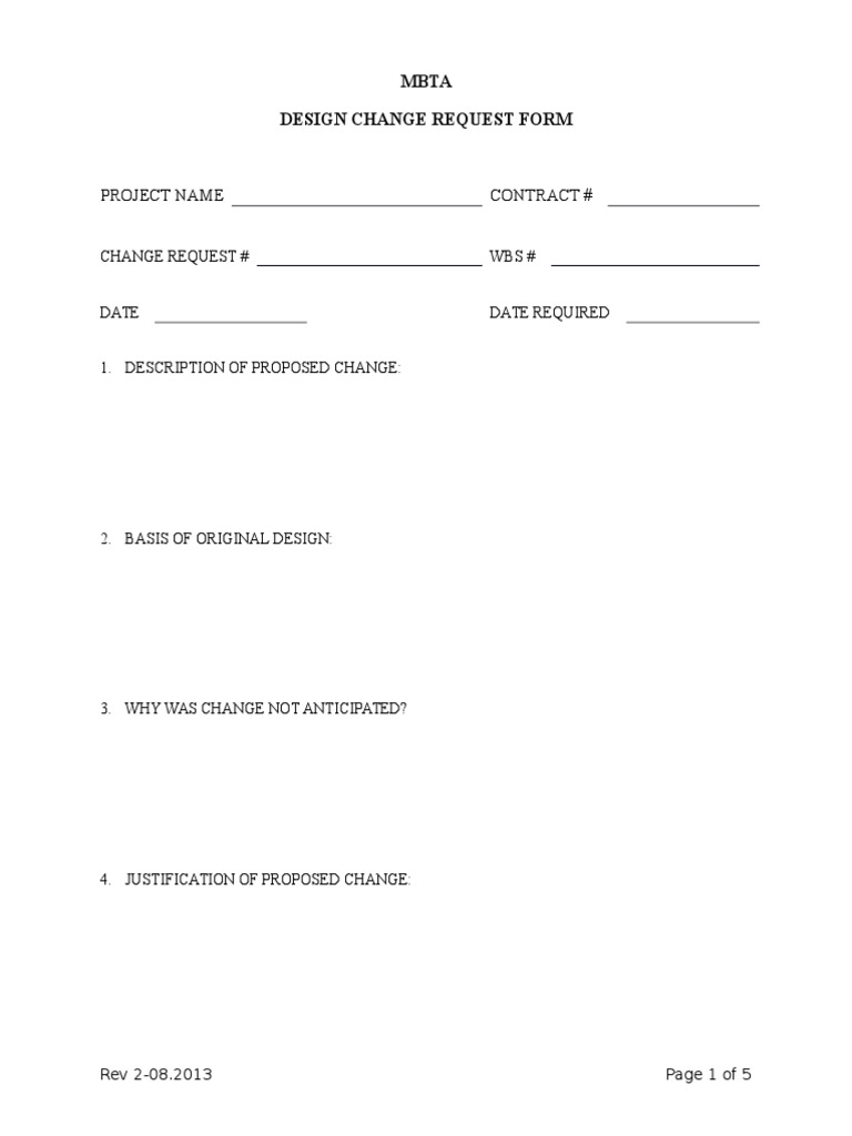 Design Change Request Form 2013-08 Rev 2 | PDF