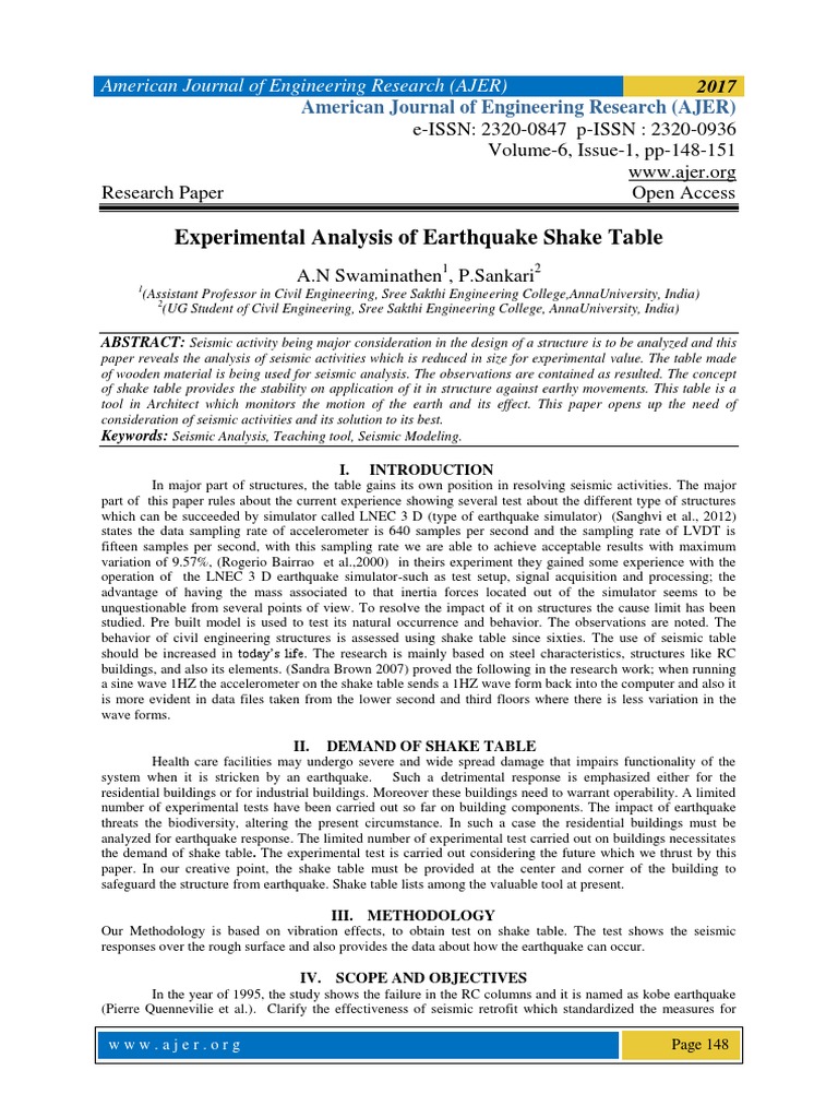 Experimental Analysis of Earthquake Shake Table | PDF | Seismology ...