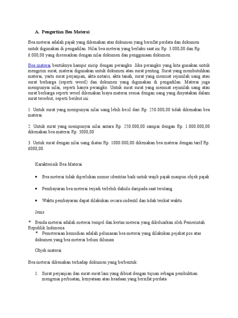 Pengertian Bea Materai | PDF | Hukum