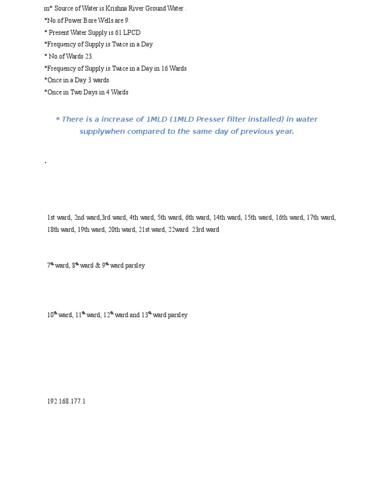 There Is A Increase of 1MLD (1MLD Presser Filter Installed) in Water ...