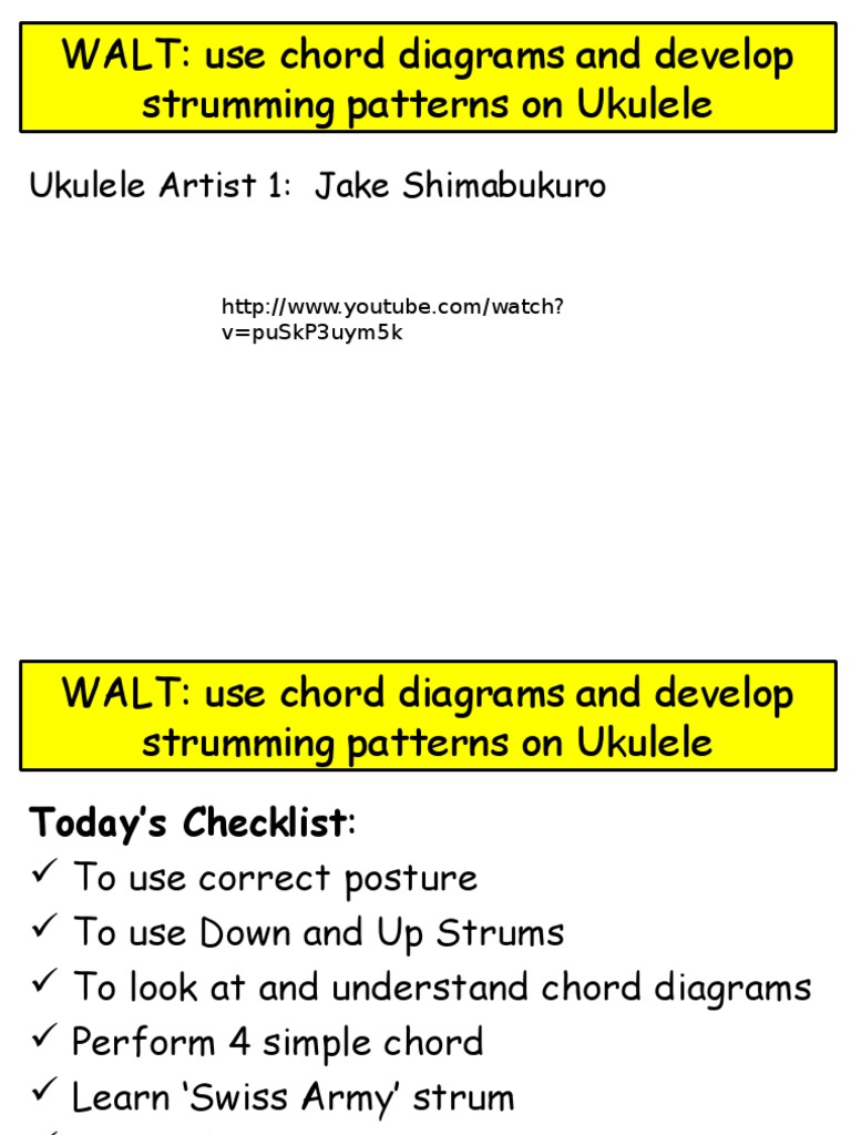 Learning Ukulele Chord Diagrams and Strumming Patterns | PDF | Necked ...