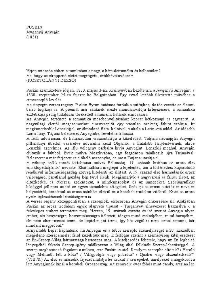 11 - Puskin - Jevgenyij Anyegin | PDF