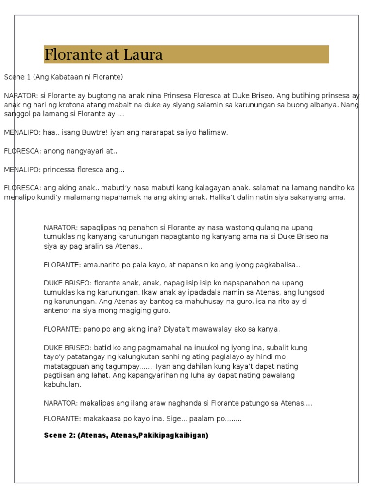 ISkrip para Sa Florante at LAura | PDF