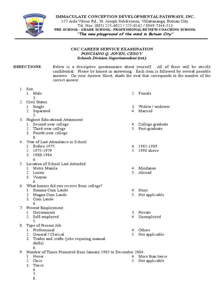 Icdpi Civil Service Exam Practice Test 1 | PDF | Global Warming | Nature