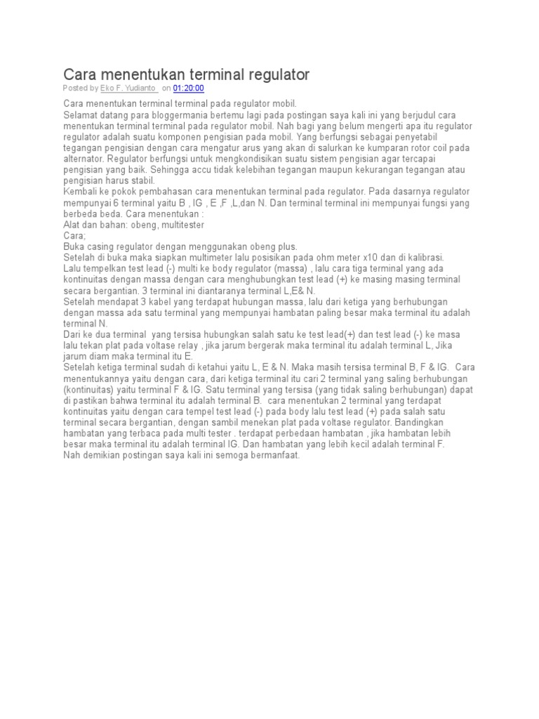 Cara Menentukan Terminal Regulator | PDF