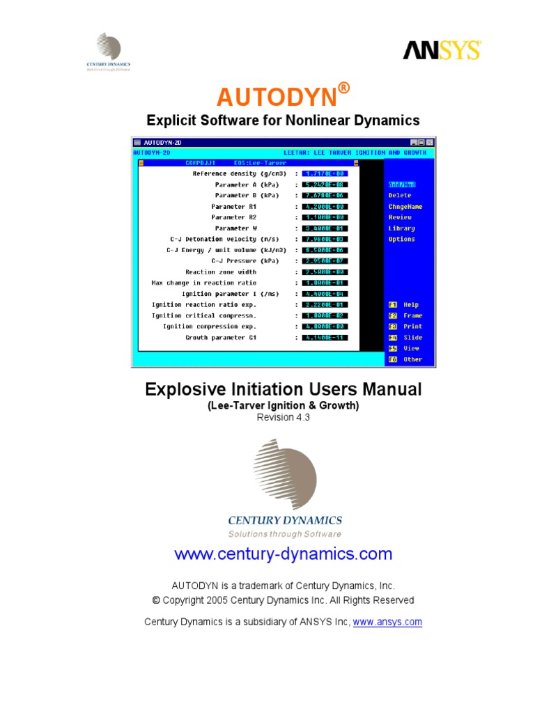 Lee Tarver Solving in Autodyn | PDF | Shock Wave | Gases