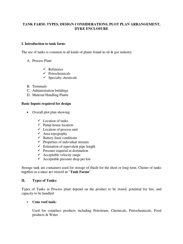 Tank Farm Layout Design | PDF | Oil Refinery | Gases