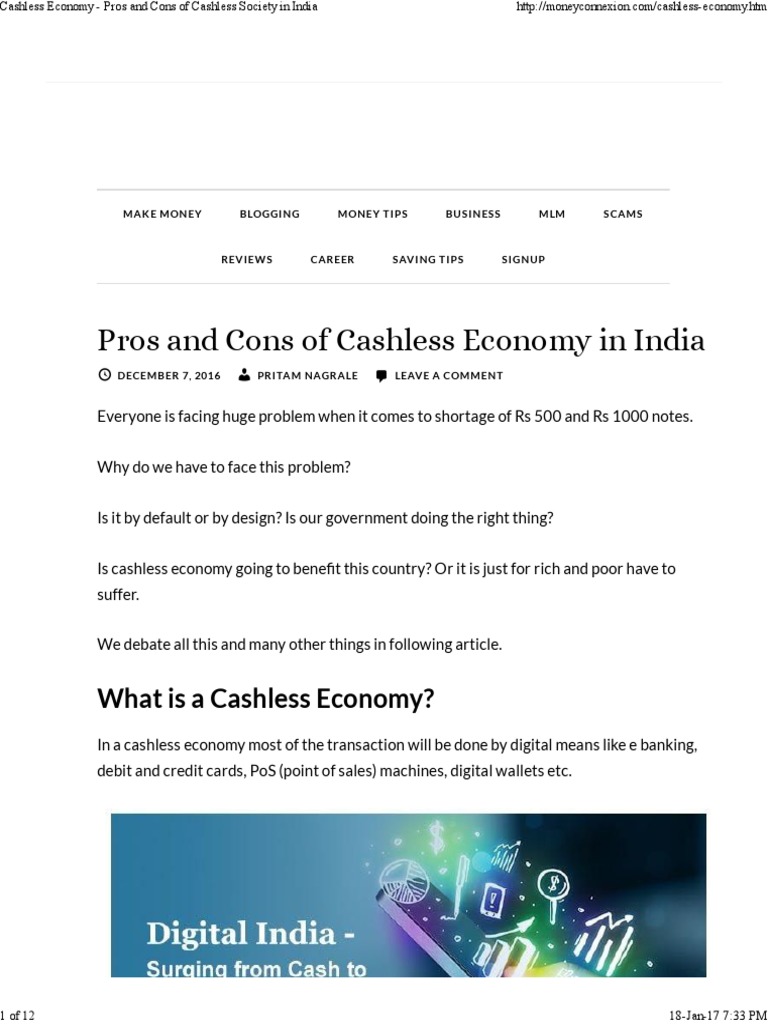 Cashless Economy: Pros and Cons in India | PDF | Cyberwarfare | Security