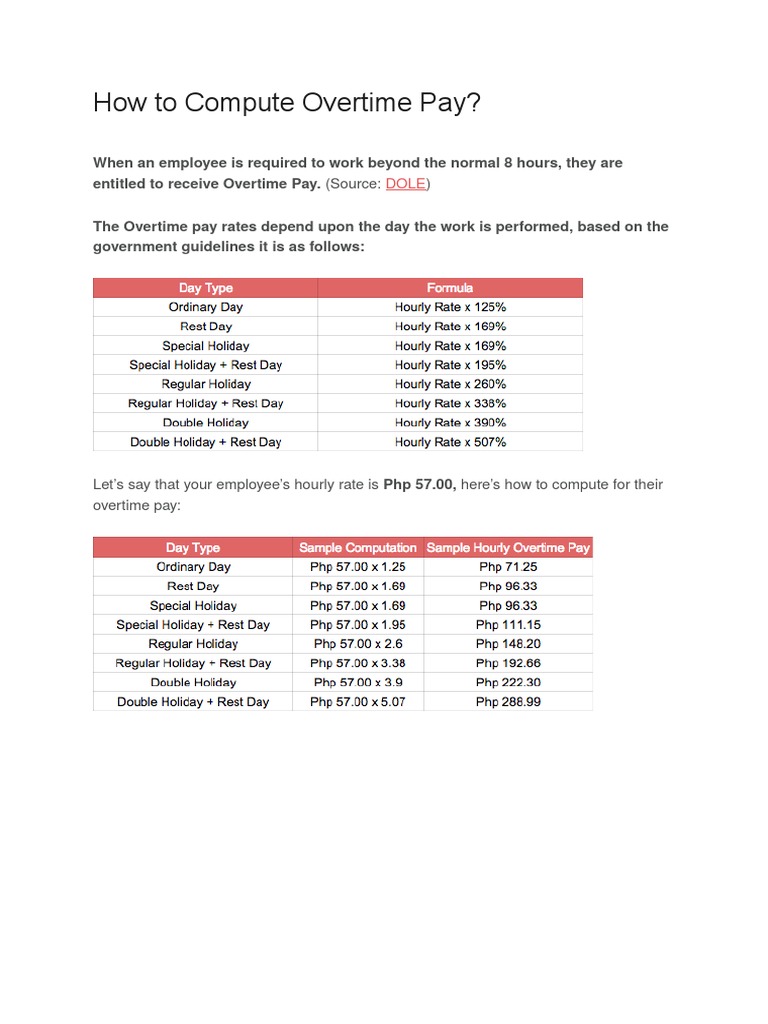 Overtime and Night Differential Pay Guide | PDF | Career & Growth