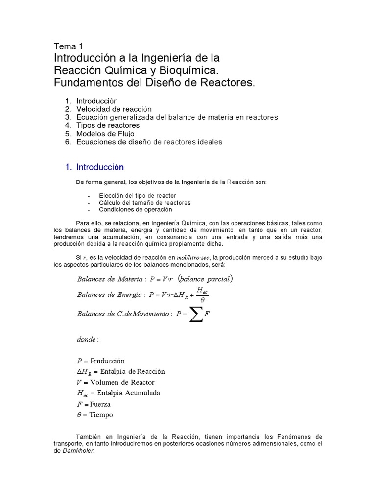 Manual Reactores | PDF | Reactor Quimico | Velocidad de reacción