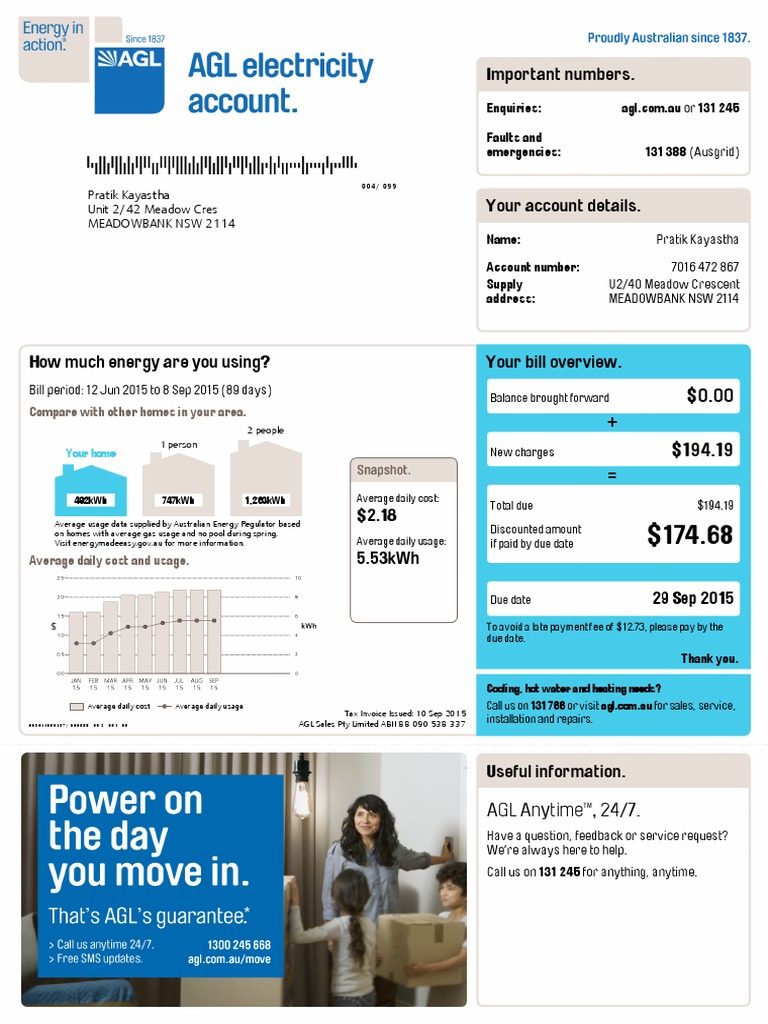 Agl Bill | PDF | Debits And Credits | Payments