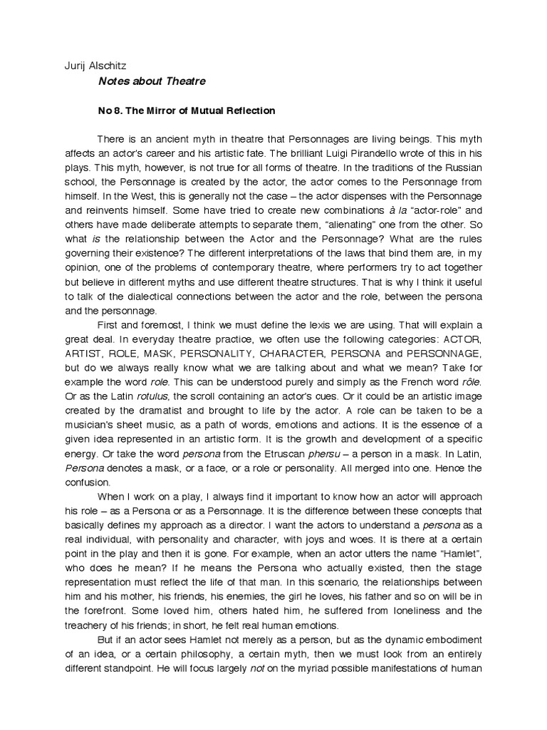 Notes About Theatre | PDF | Theatre | Self