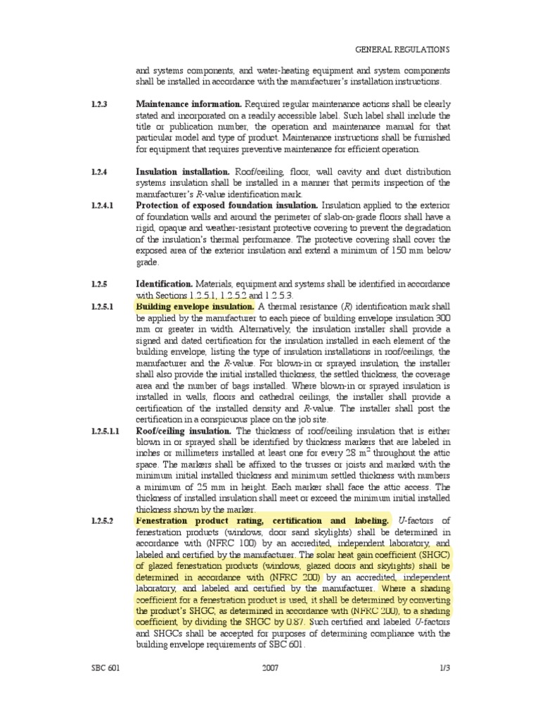 SBC 601 General Regulations Overview | PDF | Hvac | Window