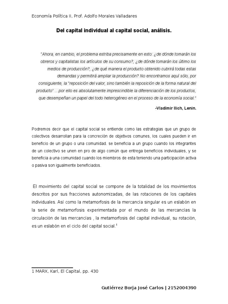 Del Capital Individual Al Capital Social | PDF | Capital (economía ...