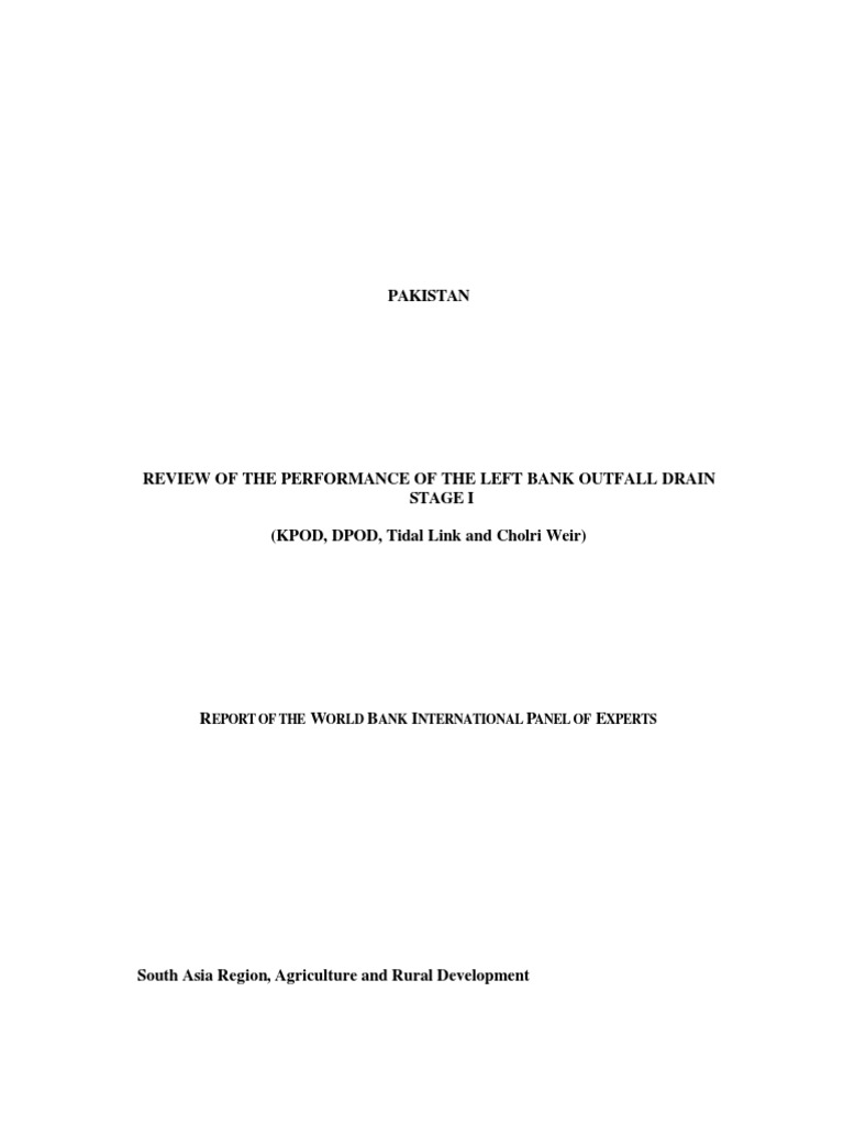 Review of Pakistan's Left Bank Outfall Drain Stage I Project Finds ...
