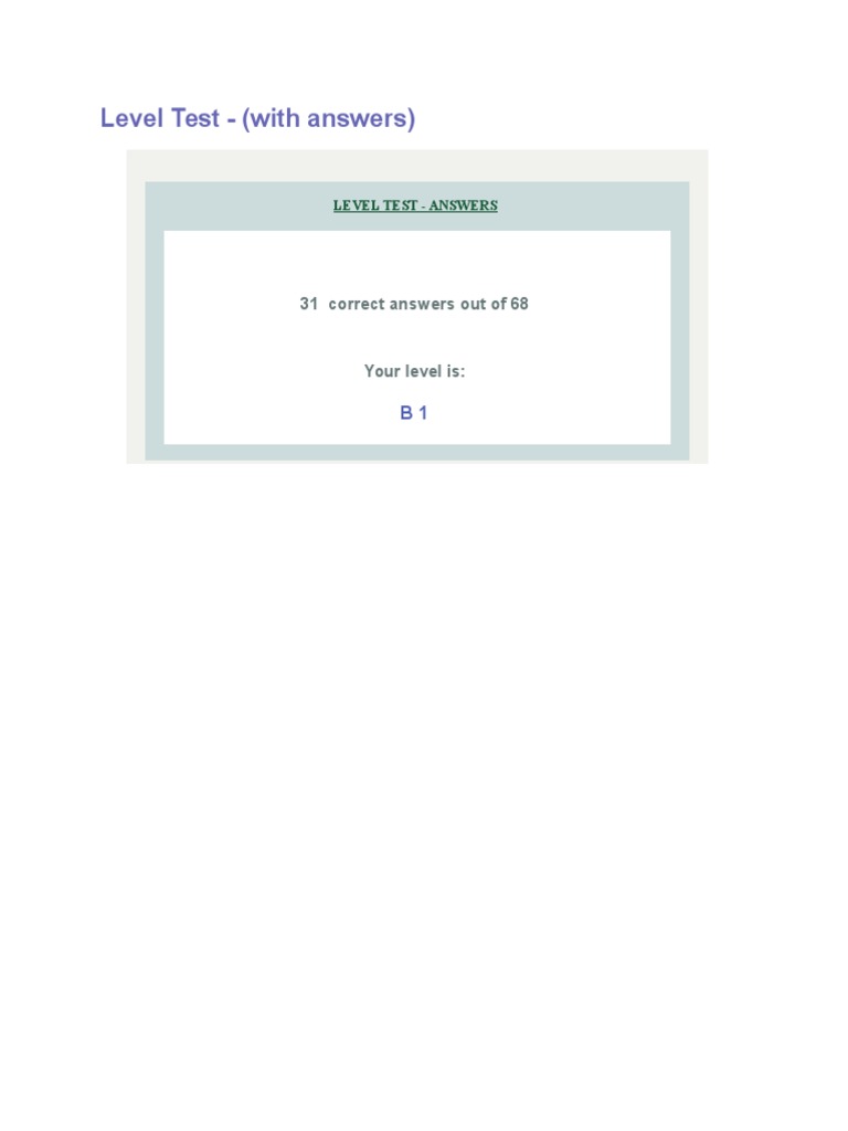 Language Level Assessment Results: B1 Proficiency Achieved | PDF