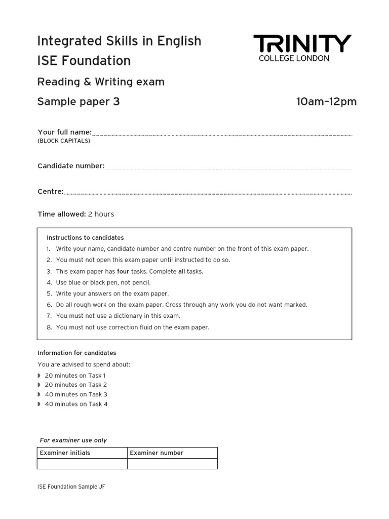 Ise Foundation Sample Paper 3 With Answers | PDF | Teachers | Test ...