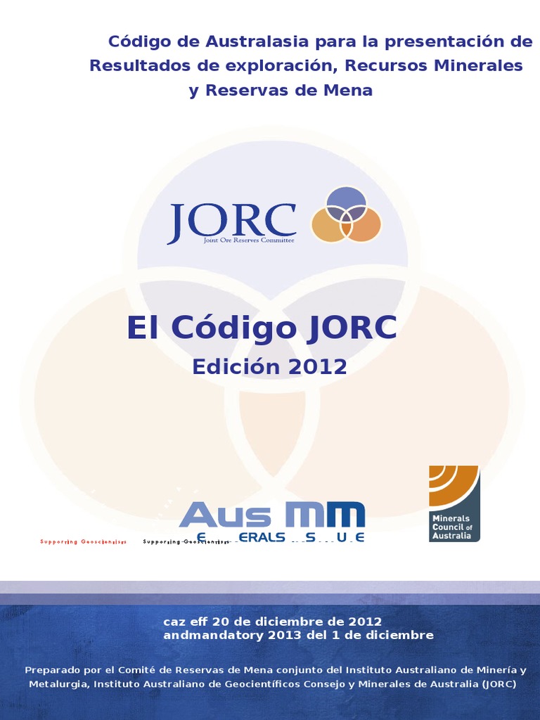 JORC Code 2012.en - Es | PDF | Minería | Minerales