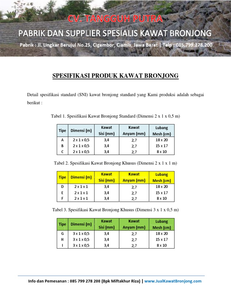 Spesifikasi Kawat Bronjong SNI | PDF | Griya & Taman | Teknologi & Rekayasa