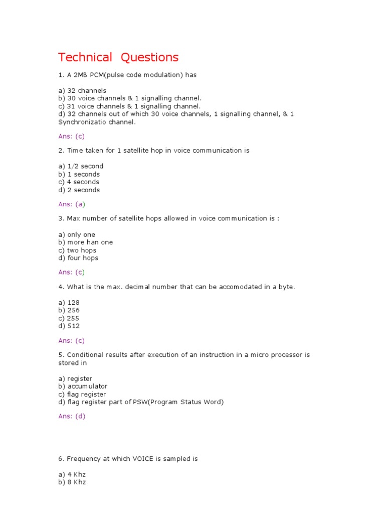 Technical Questions | PDF