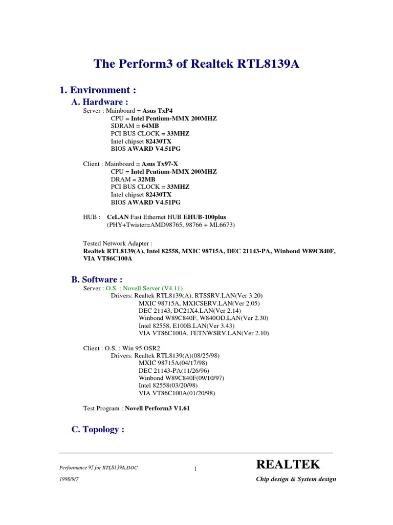 RTL 8139 A | PDF | Intel | Bios