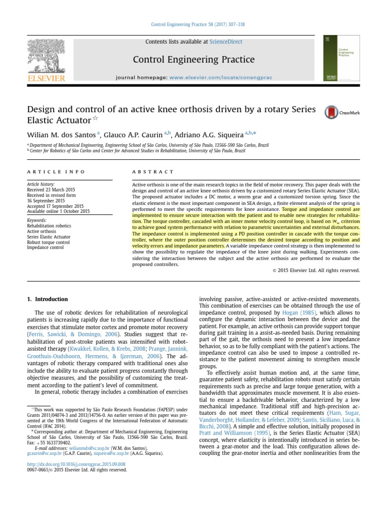 Design and Control of An Active Knee Orthosis Driven by A Rotary Series ...