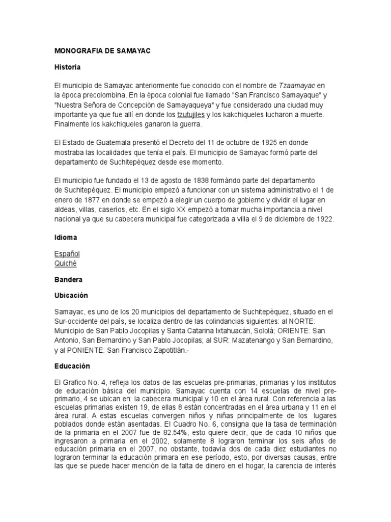 Historia y cultura de Samayac, Guatemala | PDF | Religión y creencia