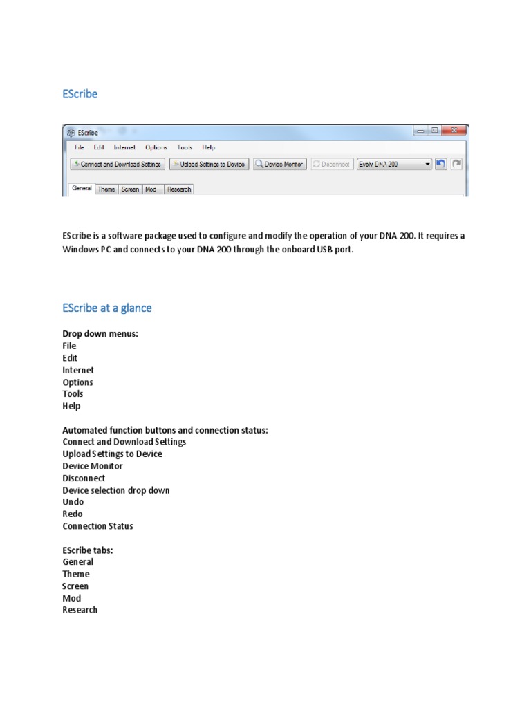 EScribe Software for DNA 200 Configuration | PDF | Technology & Engineering