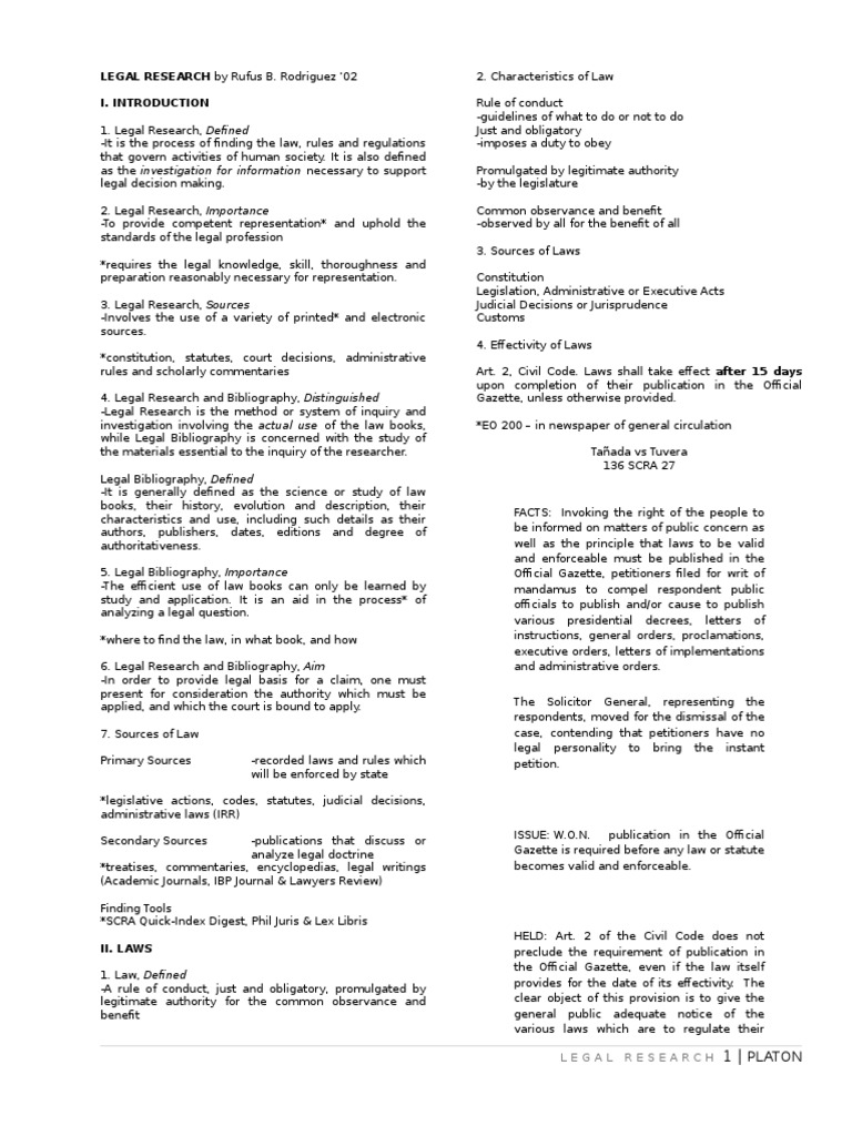 LEGAL RESEARCH by Rufus B Rodriguez 02 Revised | PDF | Precedent ...