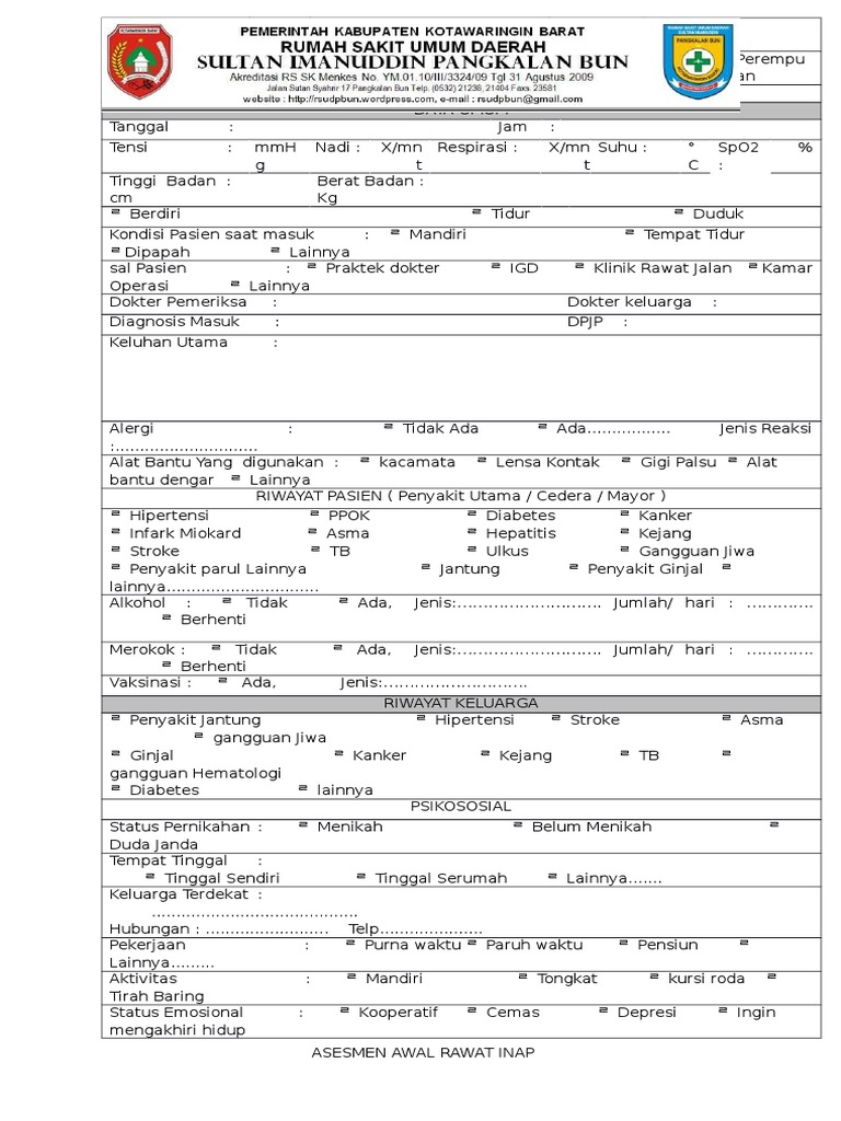 Contoh Form Rekam Medik | PDF